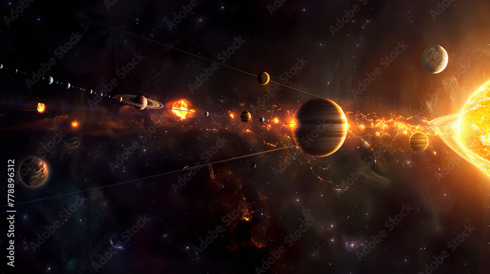 Planets of the solar system, a view from space, a fantastic cosmic ...