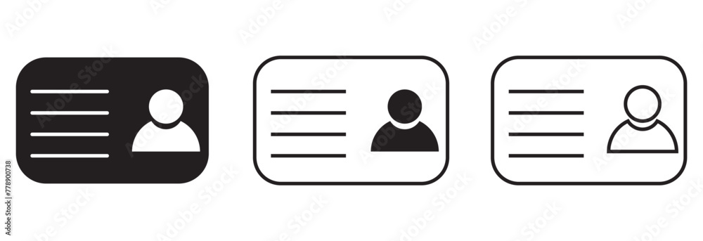 ID Card icon set. ID Card icon collection. Driver's license ...