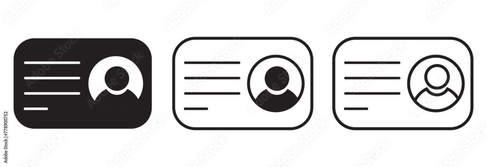 ID Card icon set. ID Card icon collection. Driver's license ...