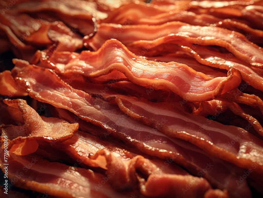 Bacon furrows its strips, a serious expression crisping up, intense ...