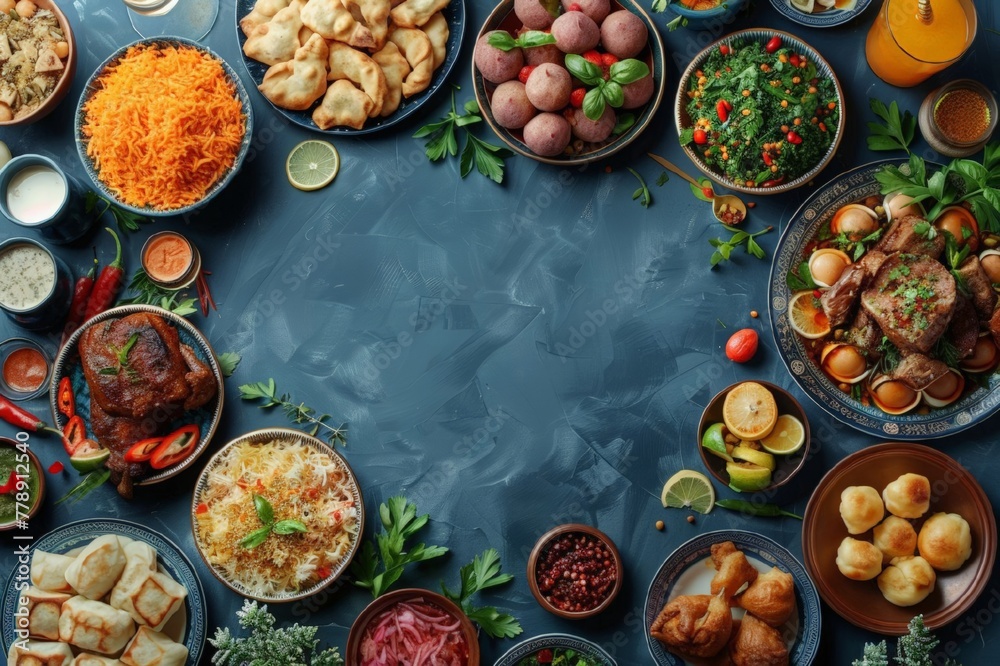 Traditional Iranian halal dishes and desserts for the festive table in ...