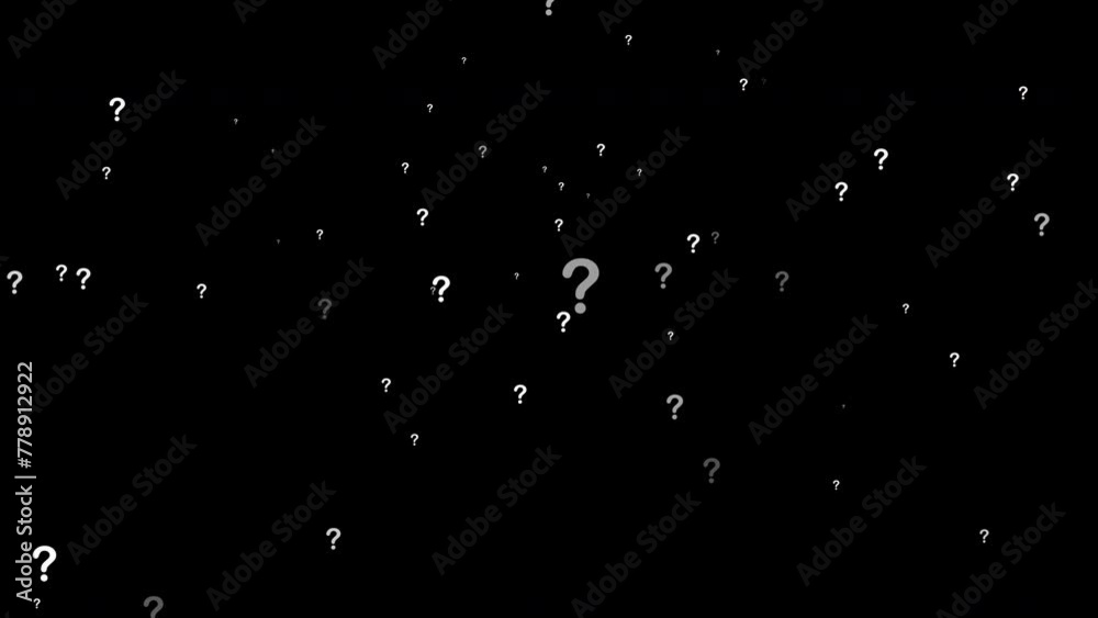 Question marks Animation moving on alpha channel black background. Full ...