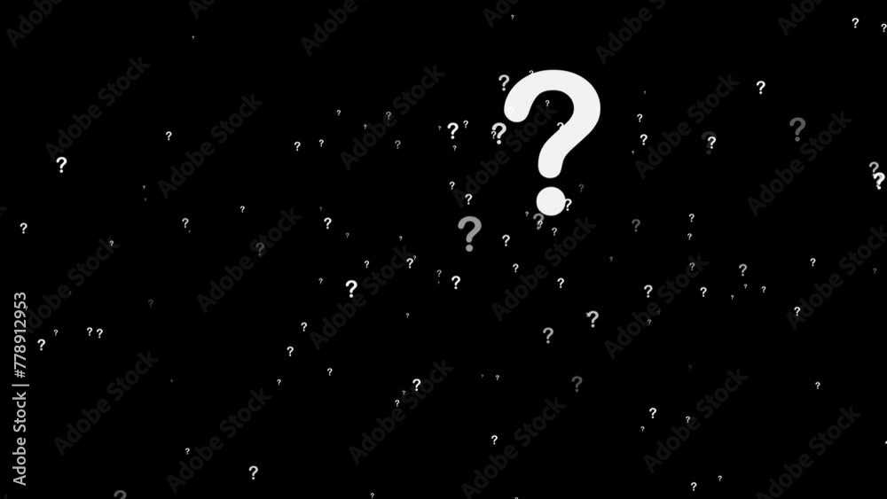 Question marks Animation moving on alpha channel black background. Full ...