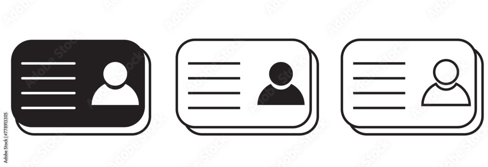 ID Card icon set. ID Card icon collection. Driver's license ...