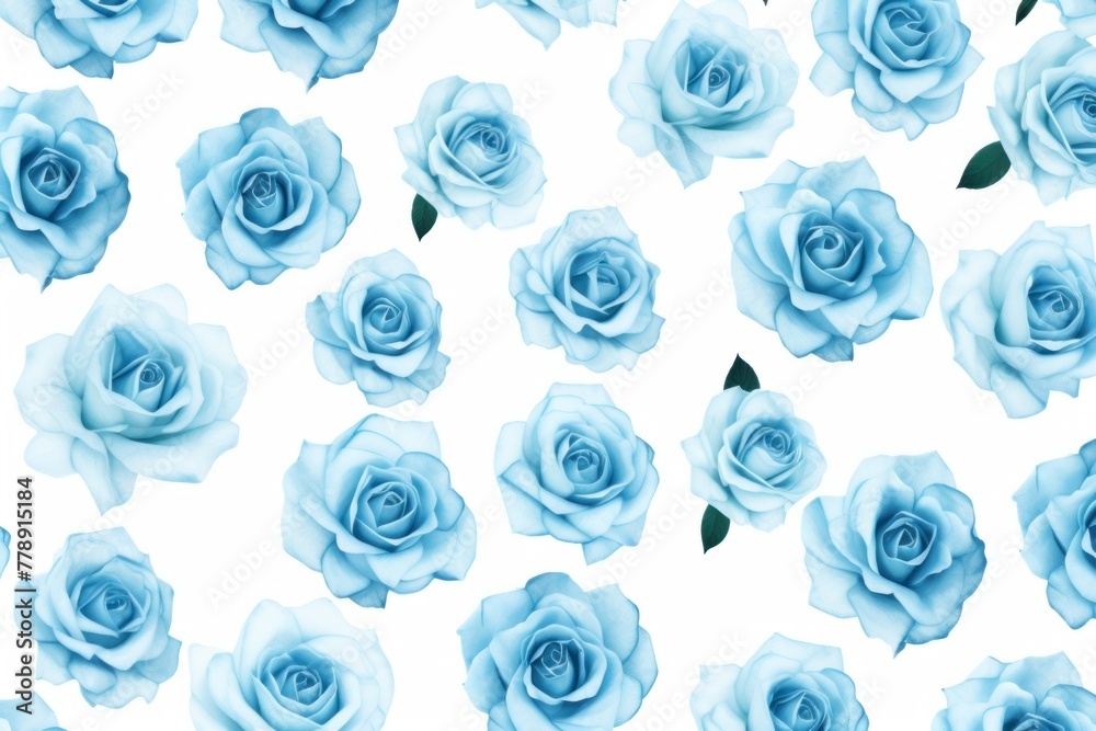 Cyan roses watercolor clipart on white background, defined edges floral ...