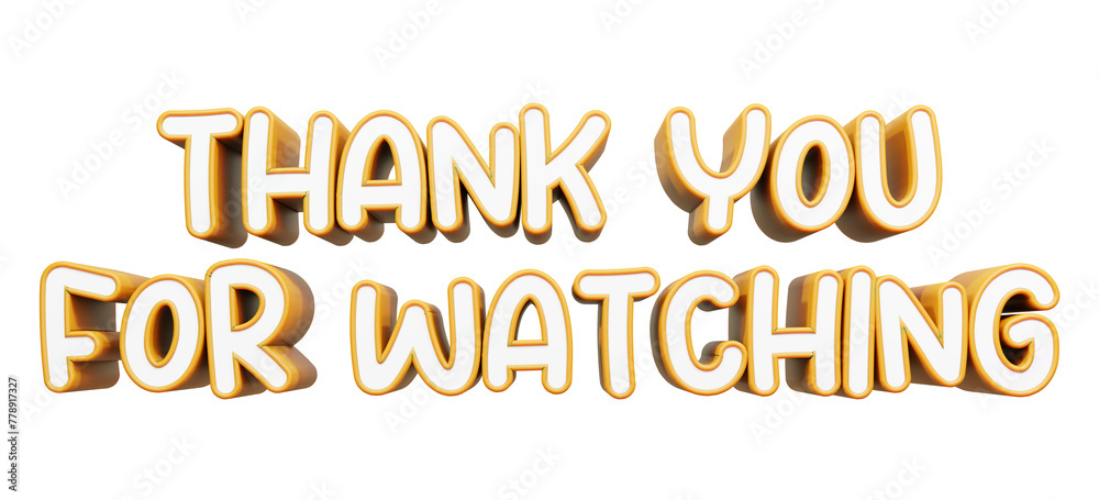 thank you for watching 3d text gold color on transparent isolated ...