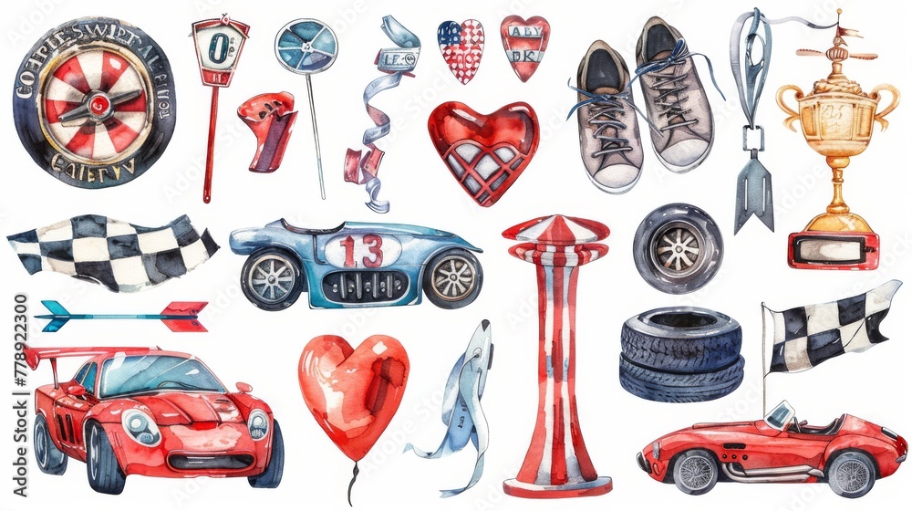 A collection of various speed symbols, signs from the motorsport ...