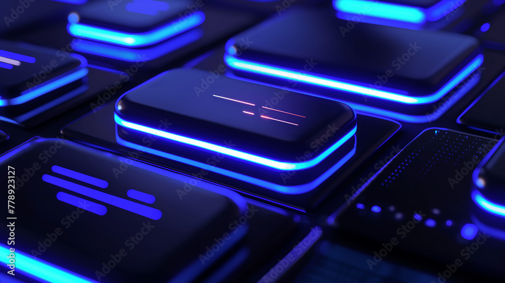 Animated 3D icons that appear on the digital user interface, modern ...