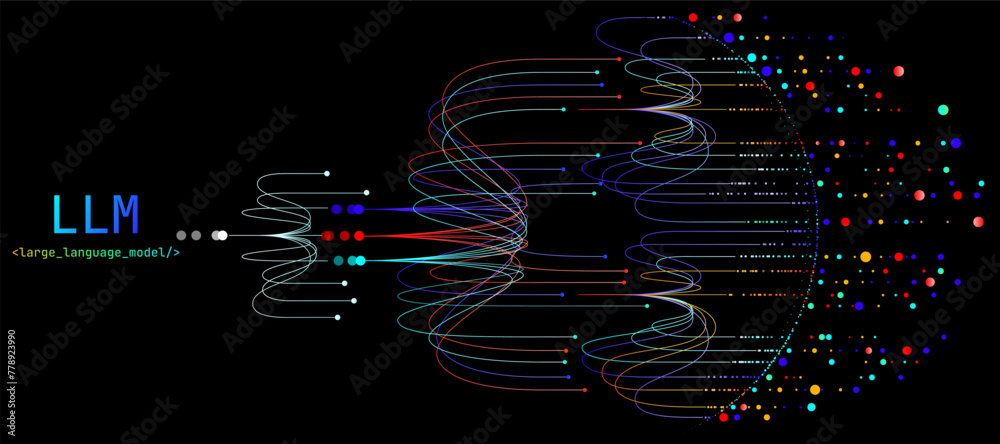 Illustration of abstract stream. Artificial intelligence. Big data ...