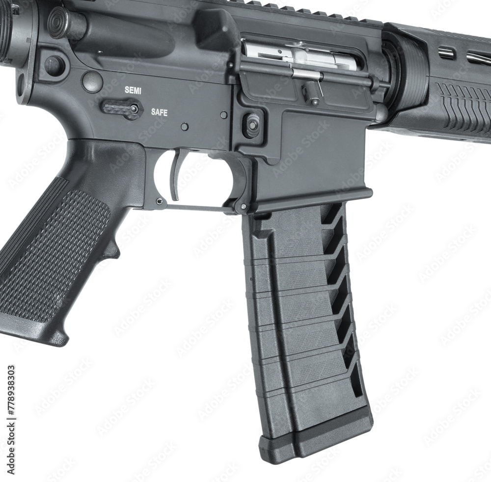 30 round rimfire magazine in an assault rifle Stock Photo | Adobe Stock