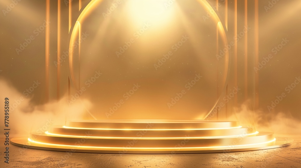 award stage golden product podium display copyspace background success ...