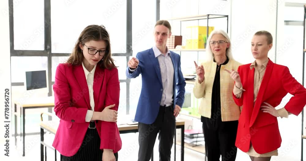 Employees in the office are ashamed of a colleague, a close-up ...