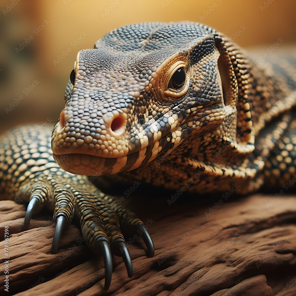 Monitor. lizard on a branch. lizard on a tree. green lizard on a tree ...