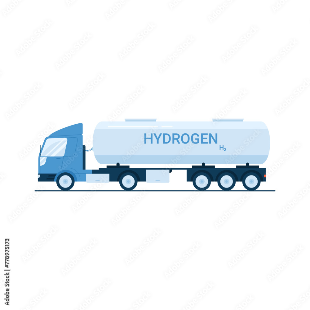 Hydrogen transportation truck. Hydrogen production process, eco natural ...