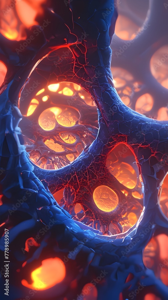 Detailed Microscopic View of Delta Cells Releasing Hormones and ...