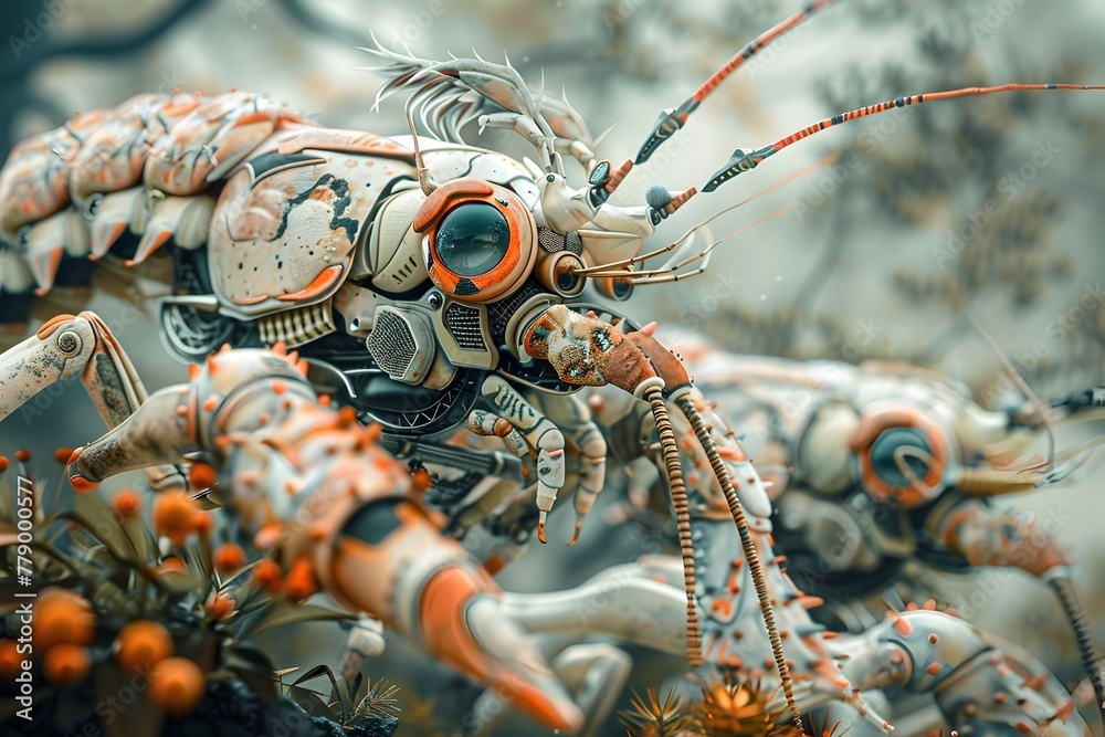 Symbiotic Fusion of Cyborg Enhancements and Zoomorphic Shrimp ...