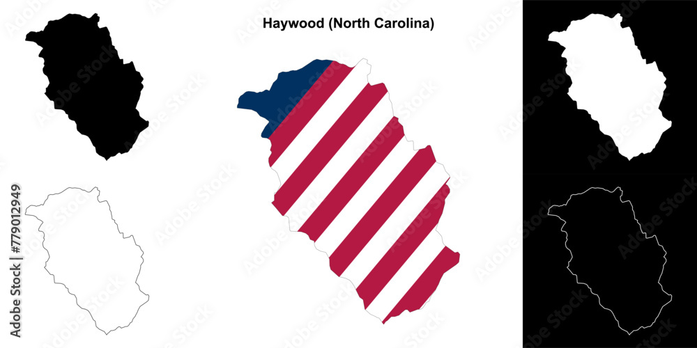 Haywood County (North Carolina) outline map set Stock Vector | Adobe Stock