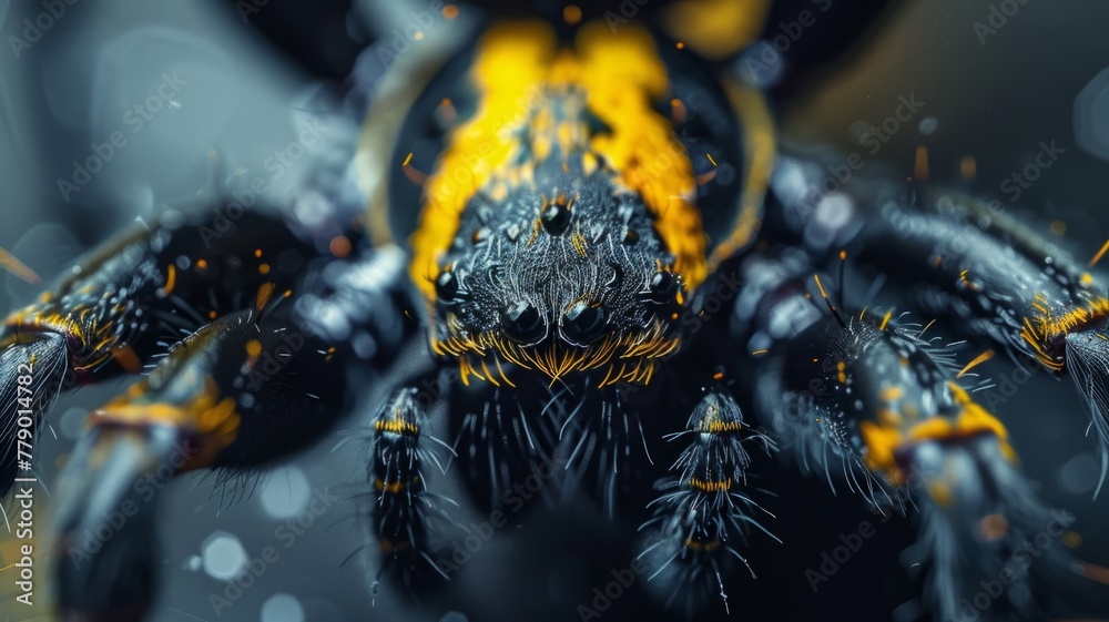 Spider with striking yellow markings close up - A spider is zoomed in ...