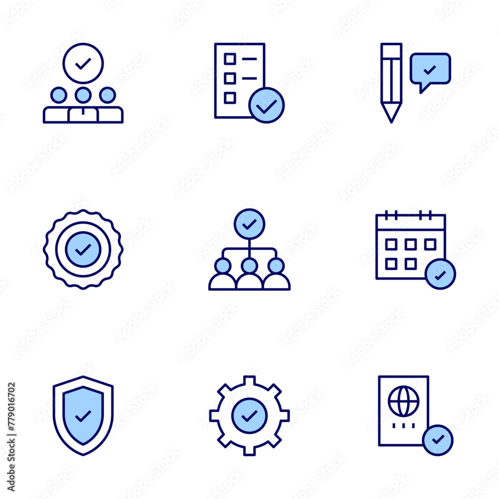 Checkmark icon set. Duo tone icon collection. Editable stroke, easy ...