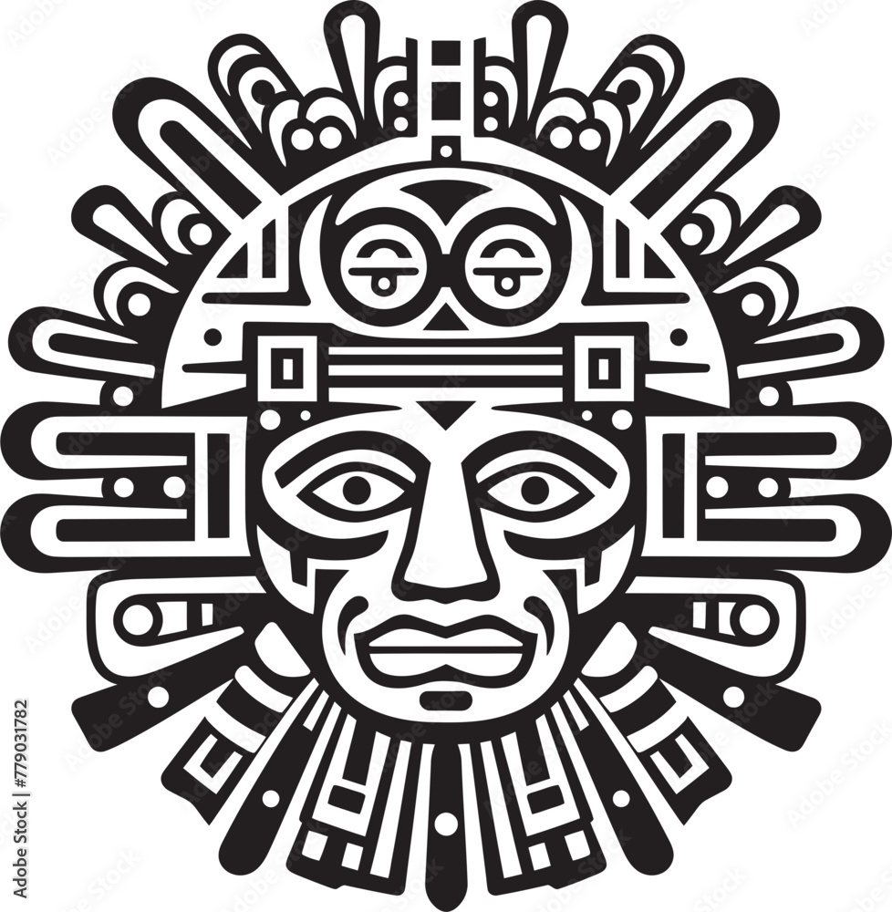 Antique Aztec Legacy Perpetuated Vector Drawing Icon Logos Vintage ...