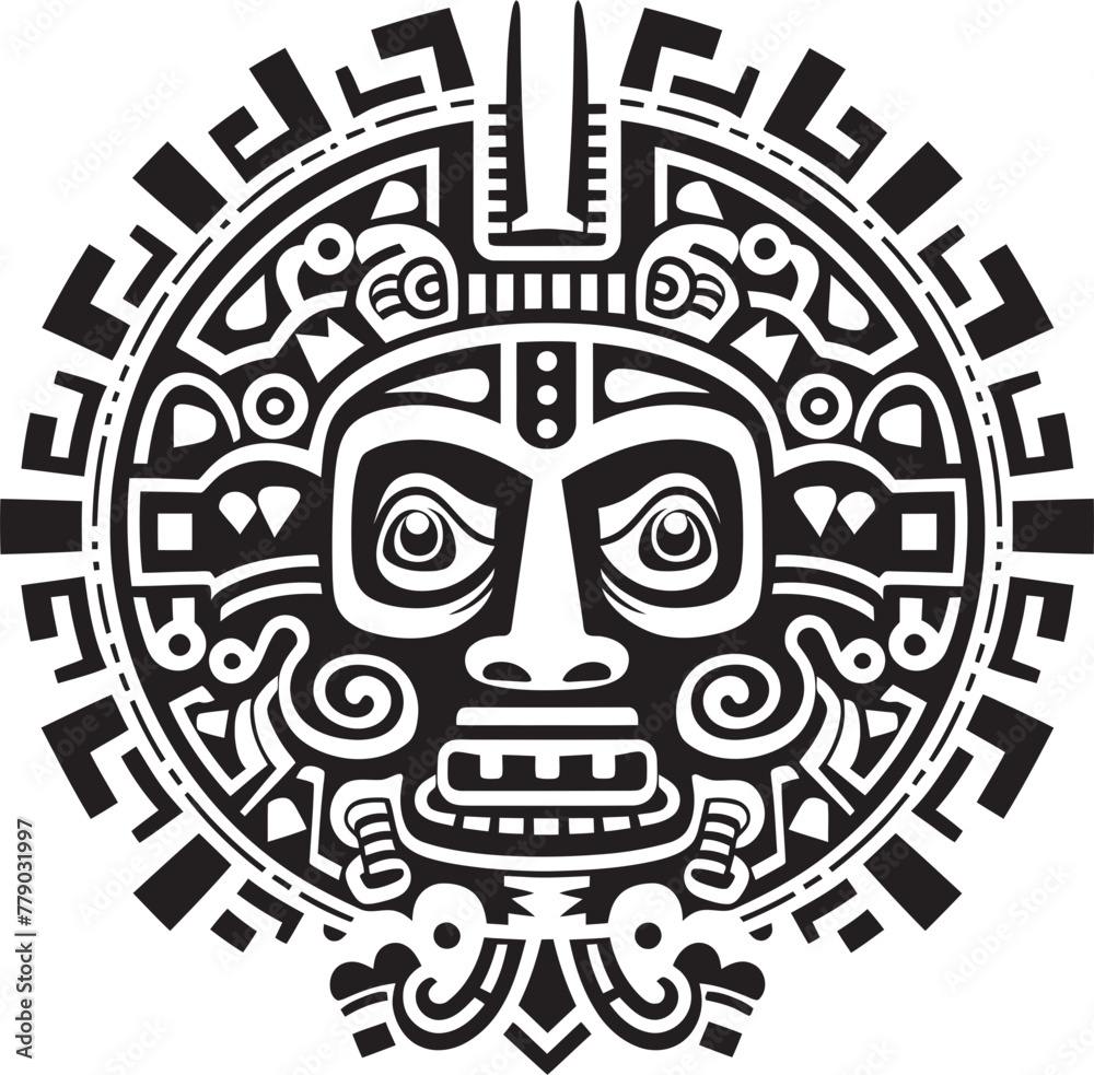 Ancient Aztec Iconography Vector Illustrations Legacy of Aztec Culture ...