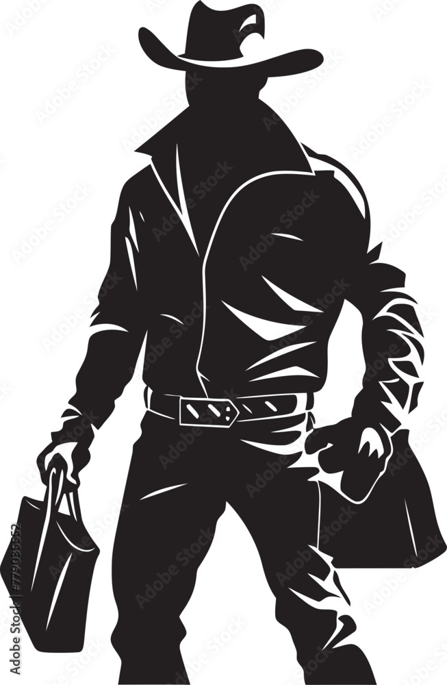 Hold Up Heroics Cartoon Cowboy Robber Logo Icon Design Cattle Rustler ...