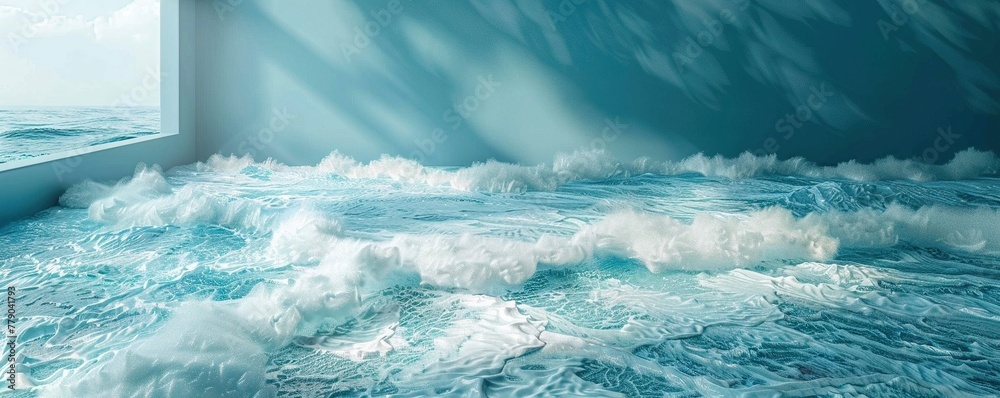 3D Sea Foam Rug, gentle as ocean waves, Shades of blues and greens meld ...