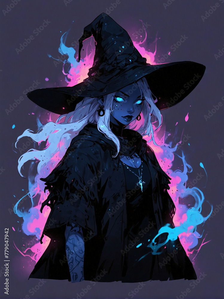 Illustrations of Dark Mages and Beautiful Witches in Various Outfits ...