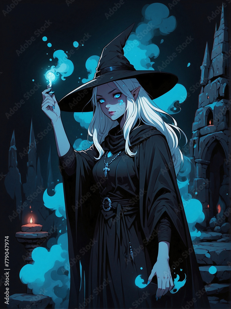 Illustrations of Dark Mages and Beautiful Witches in Various Outfits ...