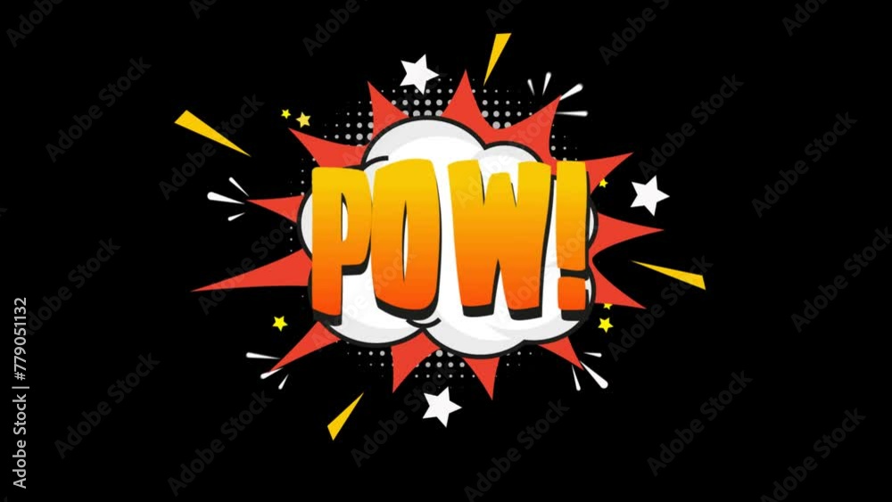POW pop art in comic style animation text video 4K. Vintage colorful ...