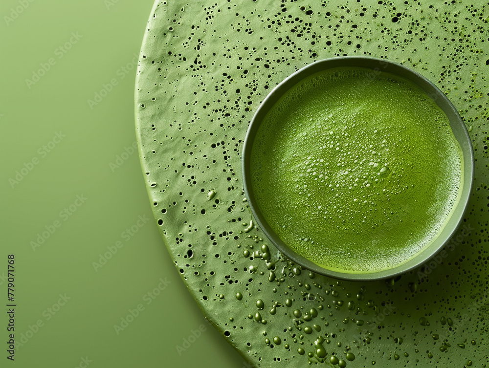 Detailed image of a Japanese matcha green tea, vibrant green color ...