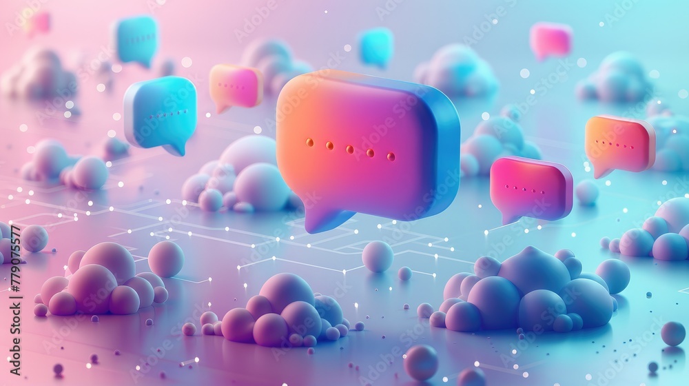 AI and human interaction. one large speech bubble. Icons about ...