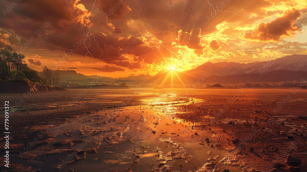 Comprehensive global warming image portrays causes, impacts, mitigation strategies, individual ...