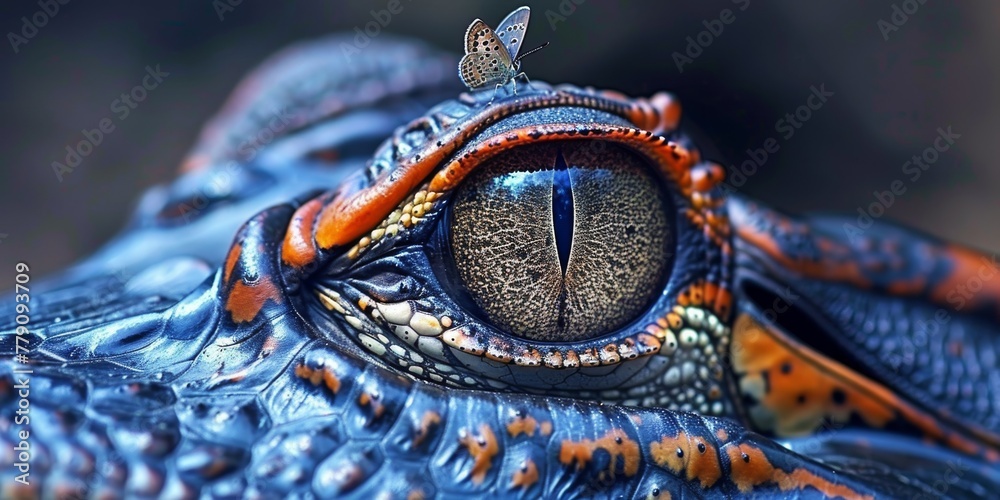 Alligator and butterfly, an amazing contrast between predator and ...