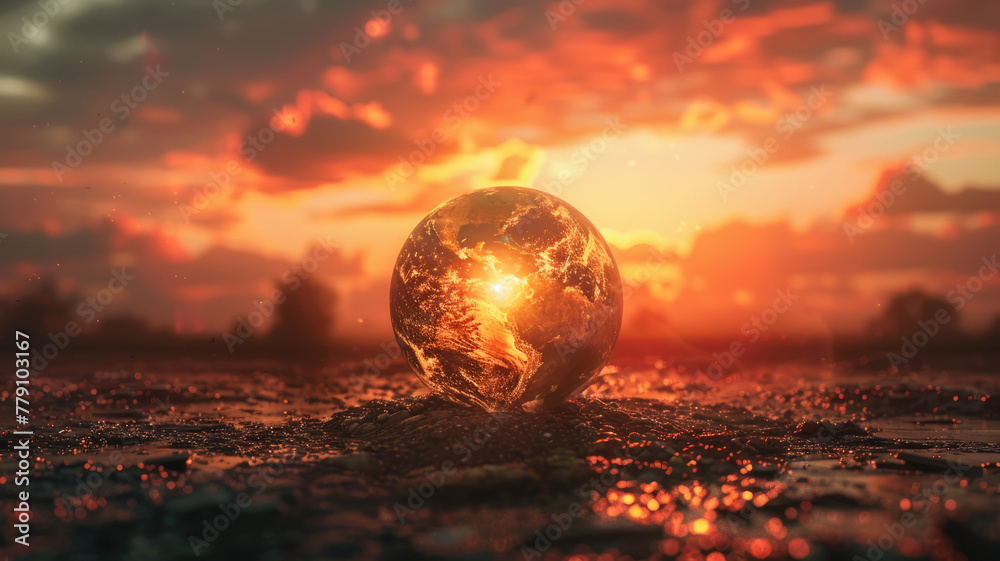 Comprehensive global warming image portrays causes, impacts, mitigation strategies, individual ...