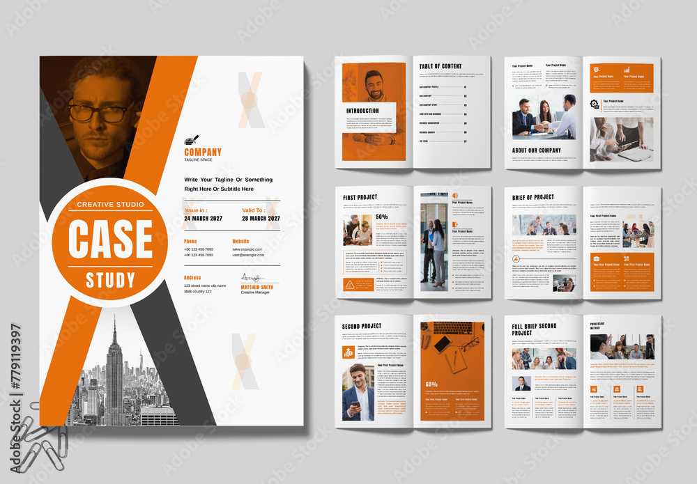 Case Study Booklet Template Design Layout Stock Template | Adobe Stock