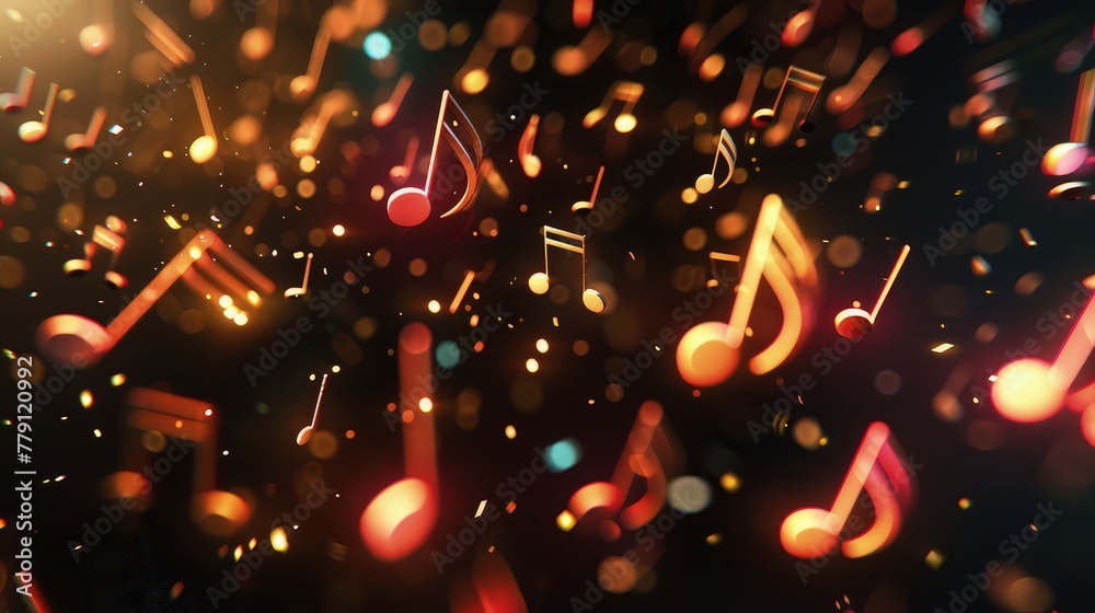 Animated background featuring musical notes in perpetual motion ...