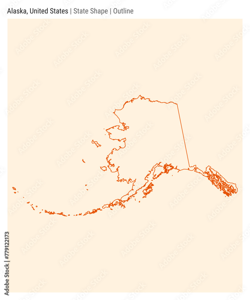Alaska, United States. Simple vector map. State shape. Outline style ...