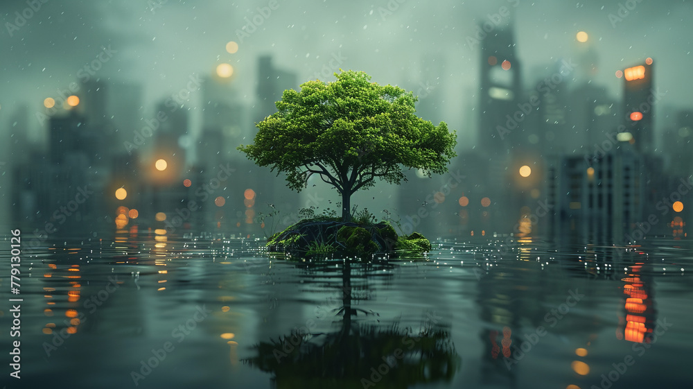 Comprehensive global warming image portrays causes, impacts, mitigation strategies, individual ...