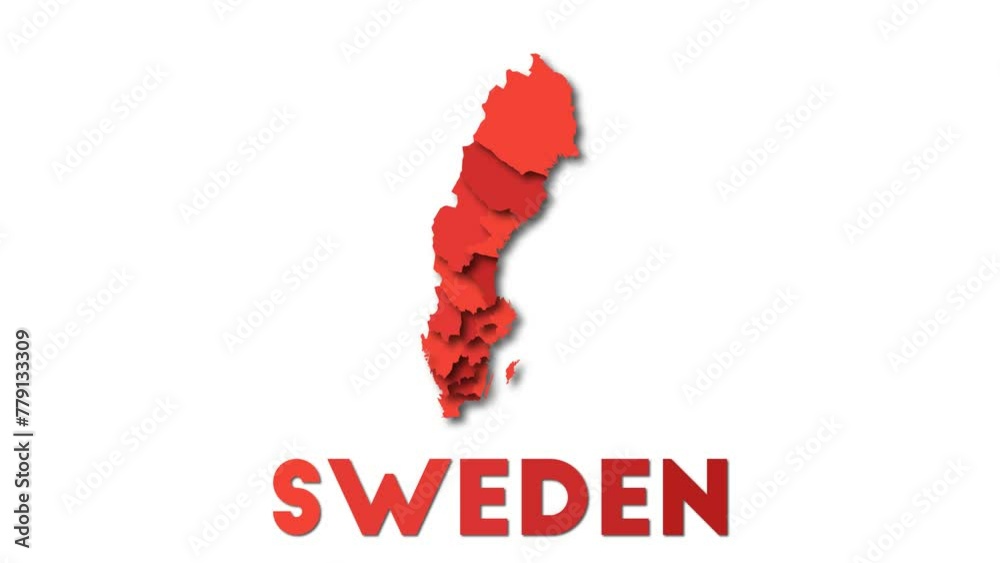 Sweden map showing regions. Animated country map with title. 4k ...