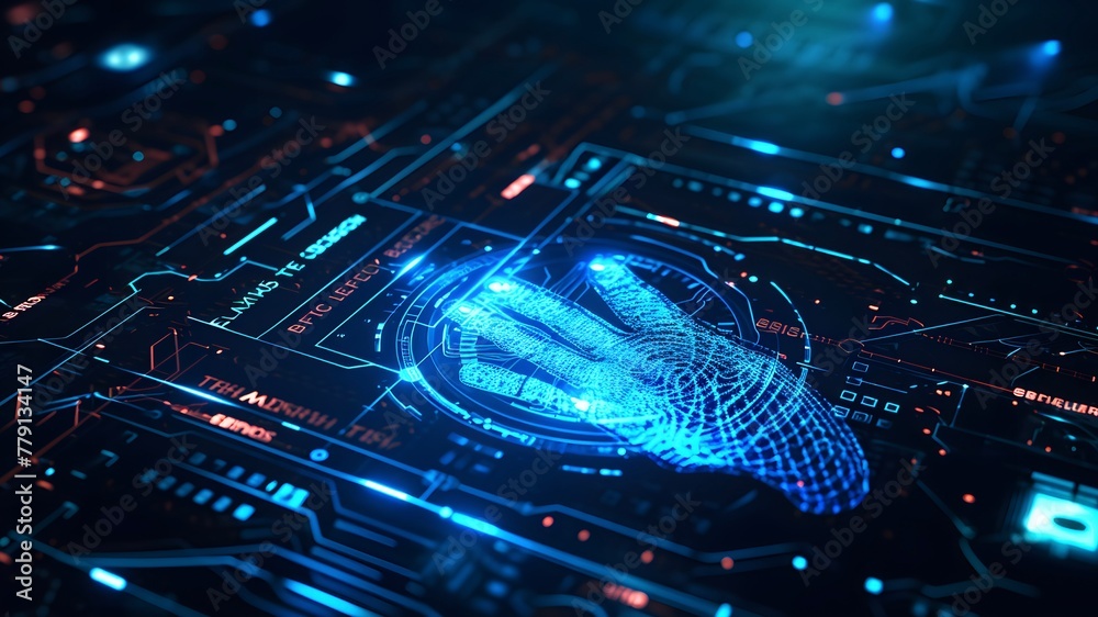 3D Concept Biometric security scanner. 3d handprint scanner ...