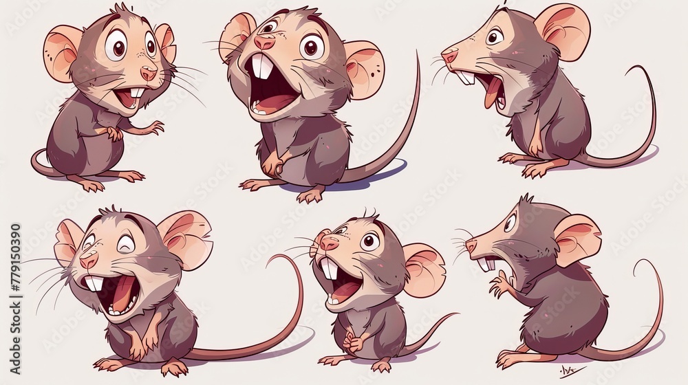 Rat-themed cartoon emoticons for various purposes, bringing a touch of ...