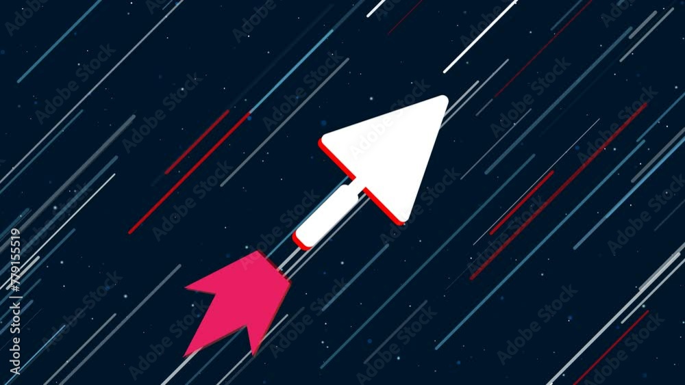 Trowel symbol flies through the universe on a jet propulsion. The ...