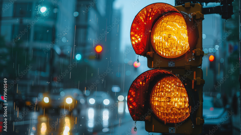 traffic light in the rain created with Generative AI technology Stock ...