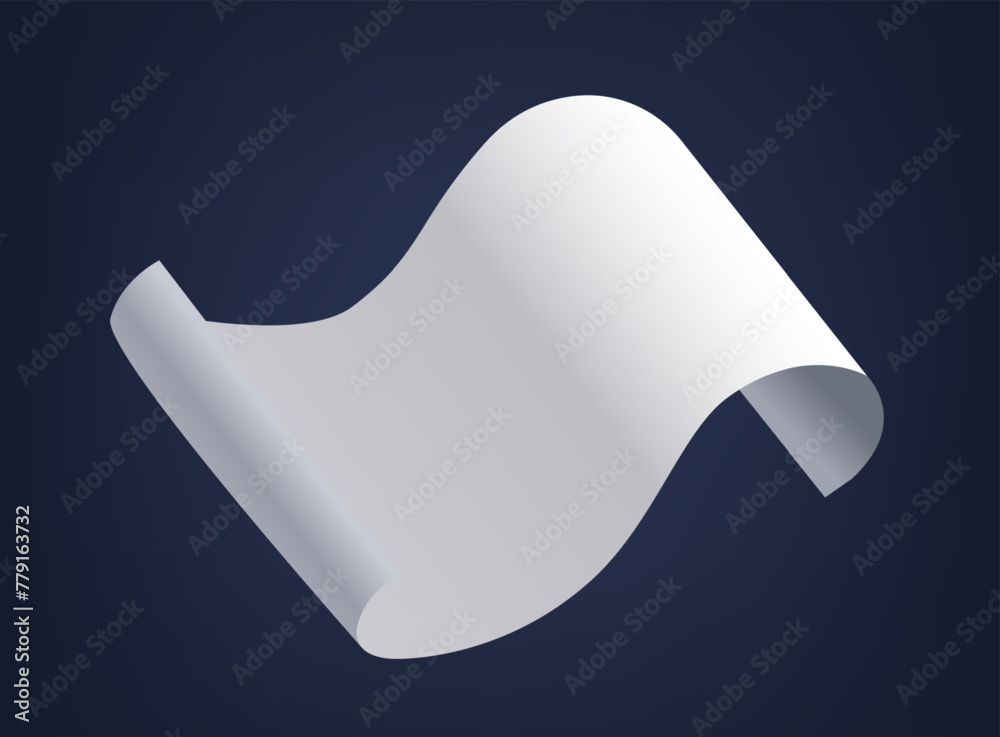 Falling White Paper Sheet Tumble Through The Air, Its Edges Sharp And ...