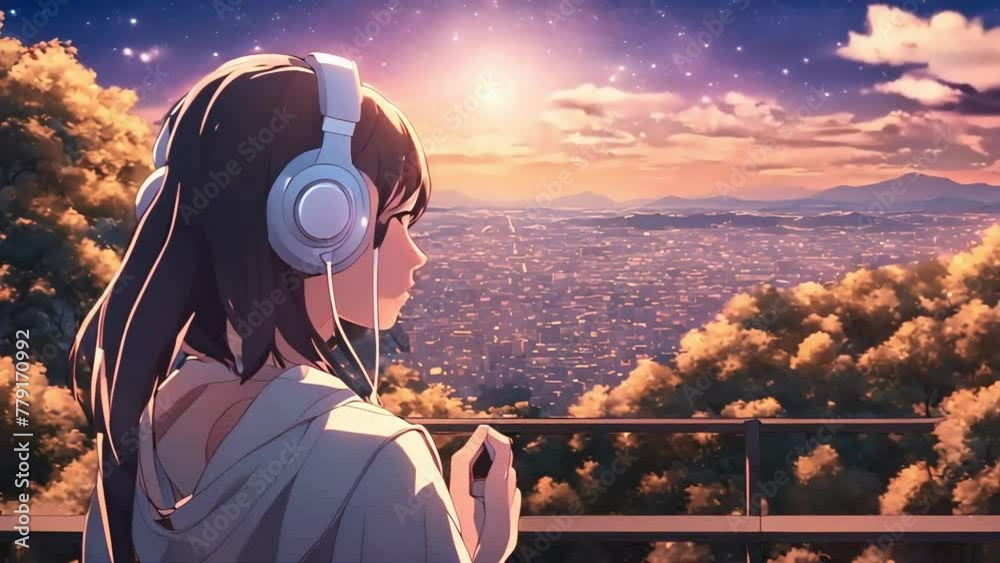 Lofi animation Synthwave anime manga girl, lofi bacground wallpaper ...