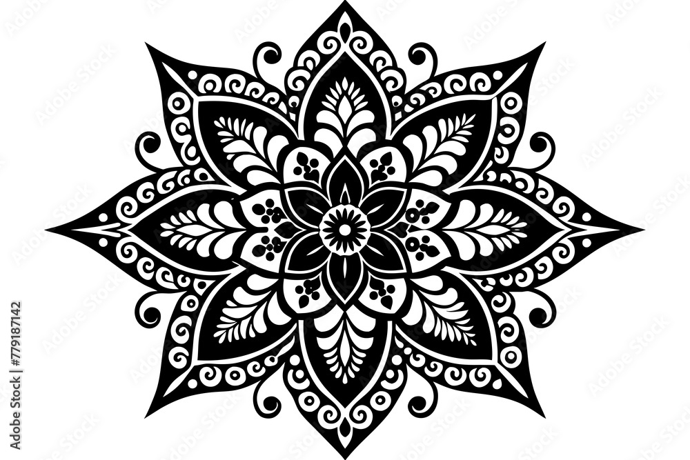 mehndi design silhouette vector illustration Stock Vector | Adobe Stock