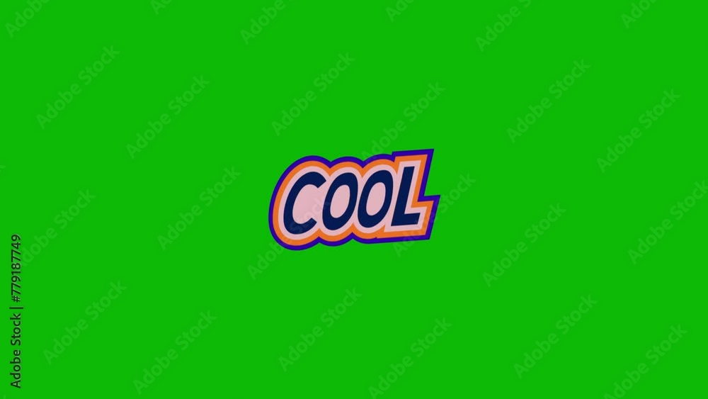 "COOL" Typo on Textbox Style Speech Bubble Symbol on Green Screen ...