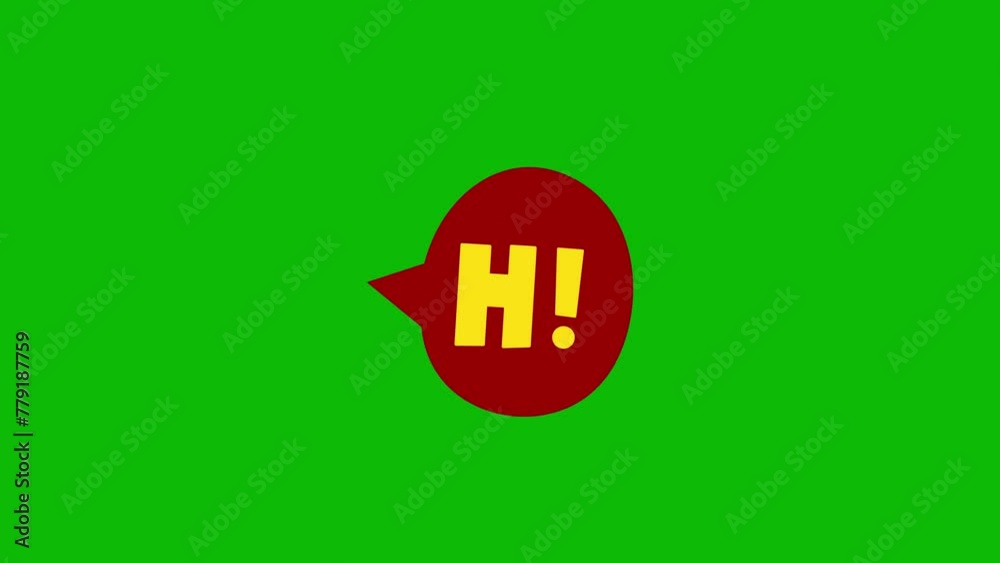 "HI" Typo on Textbox Style Speech Bubble Symbol on Green Screen ...