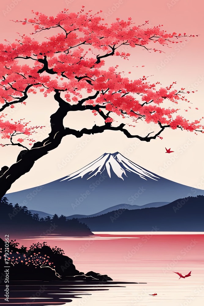 Majestic Mount Fuji, Japans iconic peak, bathed in warm hues of ...